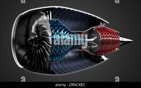 Jet engine inside - on grey background - 3D illustration Stock Photo ...