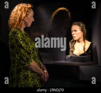 Facial reconstruction of prehistoric woman display, Kilmartin Museum ...