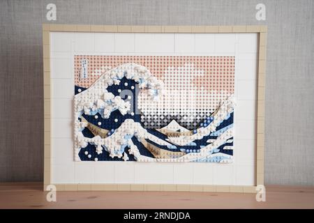 Hokusai – The Great Wave. legos canvas art Stock Photo - Alamy