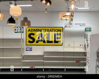 Empty shelves inside Wilko in Brownhills near Walsall, one of the first ...