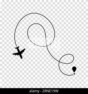 Airplane route plane path. Travel concept. Dotted path airplane ...