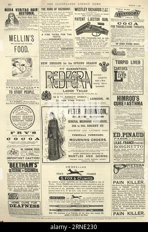 Vintage old Victorian newpaper page, notices, adverts, 1870s, 19th ...