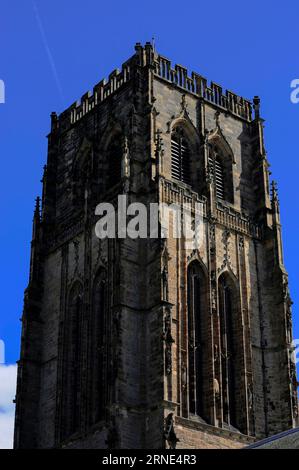 Square central tower of Durham Cathedral in north-east England rises ...