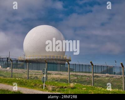 The white radar dome at Remote Radar Head (RRH) Benbecula in the Outer ...
