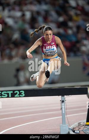 Courtney Wayment participating in the 3000 m Steeplechase at the World ...