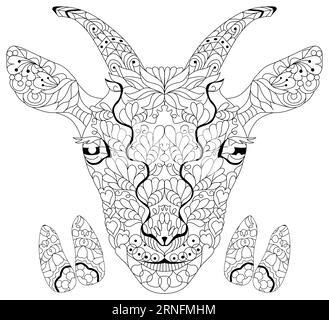 Head of goat zentangle styled with hooves for coloring, for t-shirt ...