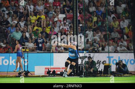 Hanna Skydan of Azerbaijan competing in the women’s hammer final on day ...