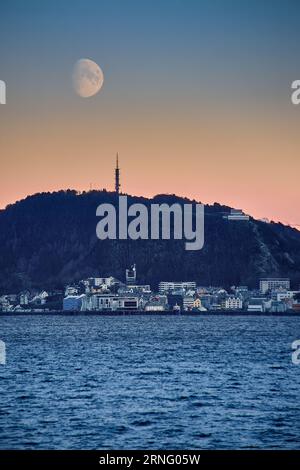 Moon over Ålesund, Norway Stock Photo - Alamy
