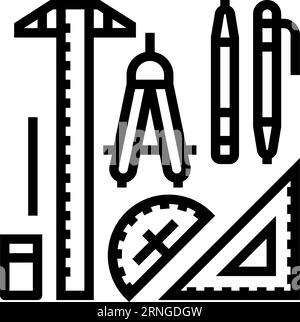 drafting tools architectural drafter line icon vector. drafting tools ...