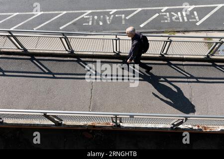 Pedestrian bridge over Storrow Drive, at Boston University, in Boston ...