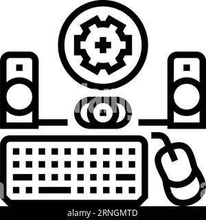 peripheral setup repair computer line icon vector illustration Stock ...