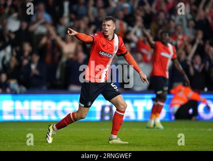 Mads Andersen (5 Luton Town) celebrates after scoring teams first goal ...