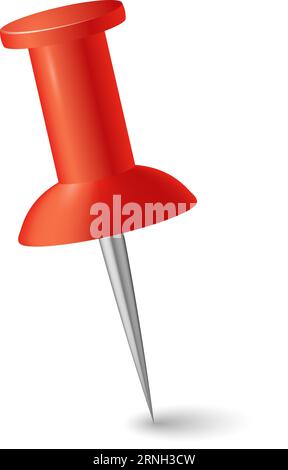 Realistic red push pins. Board tacks isolated on transparent background ...