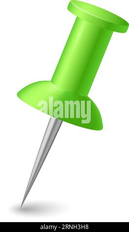 Realistic 3d color thumbtack push pins. Metal needle in different ...