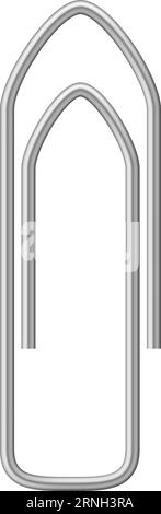 Pin paper clip. Realistic silver metal glossy fasteners on white sheet ...
