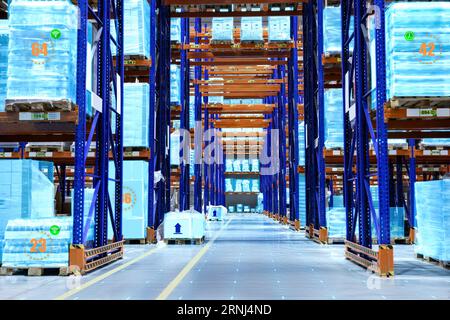 Digitalization, user interface to control processes. Warehouse with ...