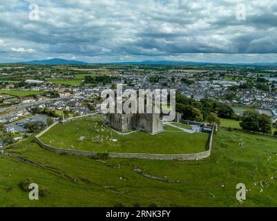 Aerial view of Rock of Cashel with Romanesque chapel, a Gothic ...
