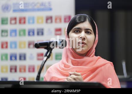 (170410) -- UNITED NATIONS, April 10, 2017 -- Malala Yousafzai delivers ...