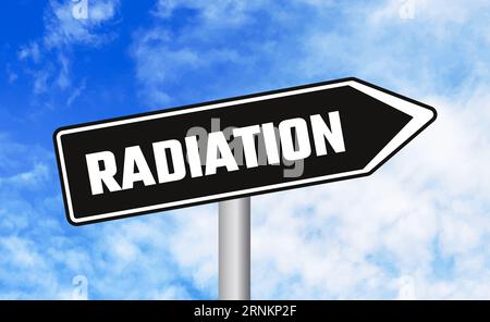 Radiation road sign on cloudy sky background Stock Photo - Alamy