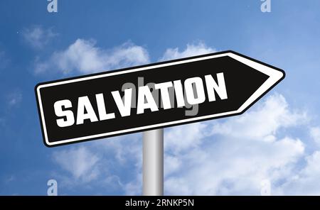Salvation road sign on cloudy sky background Stock Photo - Alamy