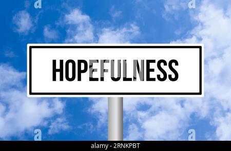 Hopefulness road sign on cloudy sky background Stock Photo - Alamy