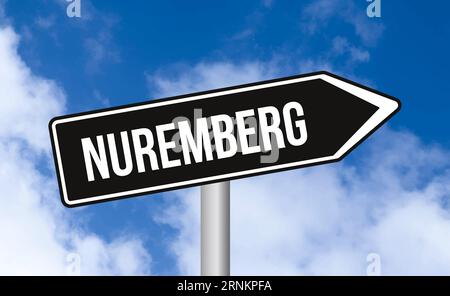 Nuremberg road sign on blue sky background Stock Photo - Alamy