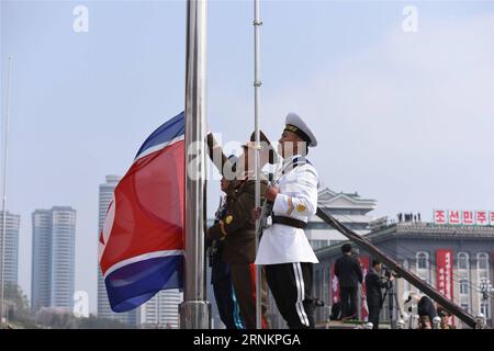 (170415) -- PYONGYANG, April 15, 2017 (Xinhua) -- Soldiers attend a ...