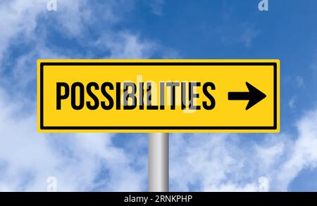 Possibilities road sign on blue sky background Stock Photo - Alamy