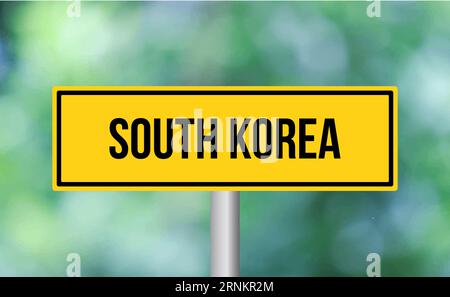 South korea road sign on blue sky background Stock Photo - Alamy