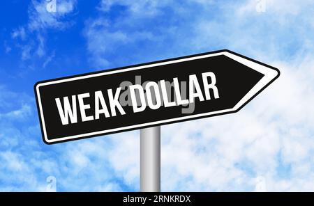 Weak dollar road sign on cloudy sky background Stock Photo - Alamy