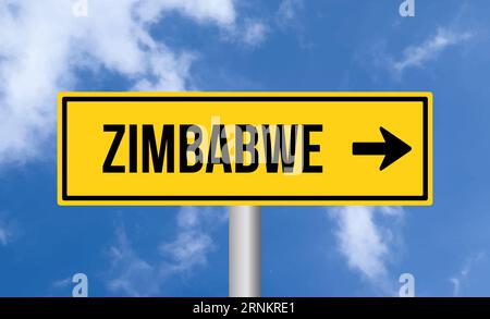 Zimbabwe road sign on cloudy sky background Stock Photo - Alamy