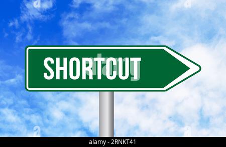 Shortcut road sign on cloudy sky background Stock Photo - Alamy