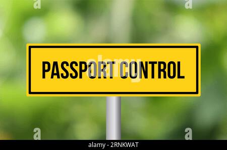 Passport control road sign on cloudy sky background Stock Photo - Alamy