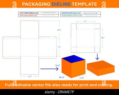 Simple Packaging Box Die Cut Cube Template Blueprint Layout with ...