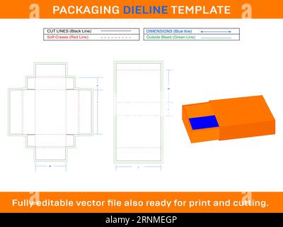 Shoe Box, Match Box Die line Template With 3d Design Stock Vector Image ...