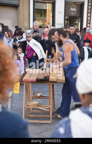 Musicians playing the Txalaparta, a traditional instrument of the ...
