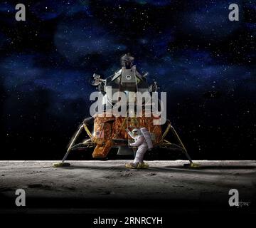 Apollo 11 astronaut Neil Armstrong on the Moon, illustration Stock ...