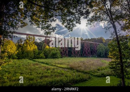 tulip train trestle bridge tracks indiana Stock Photo - Alamy