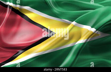 Guyana Flag - Realistic Waving Fabric Flag Stock Photo - Alamy