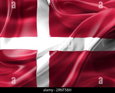 Denmark flag - realistic waving fabric flag Stock Photo - Alamy