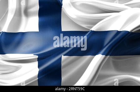 Finland flag - realistic waving fabric flag Stock Photo - Alamy