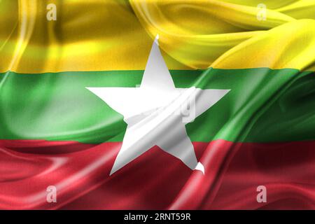 Myanmar flag - realistic waving fabric flag Stock Photo - Alamy