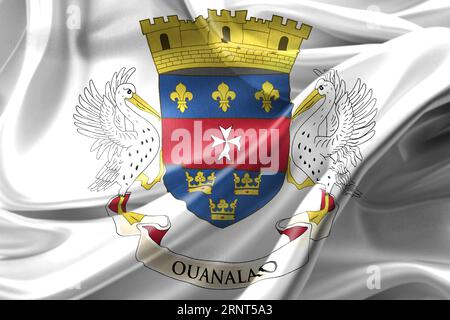 Saint Barthelemy flag - realistic waving fabric flag Stock Photo - Alamy