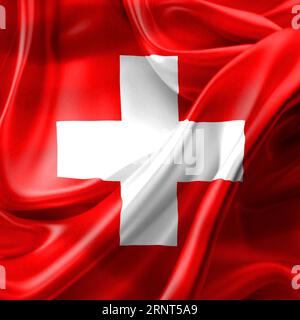 Swiss flag - realistic waving fabric flag Stock Photo - Alamy