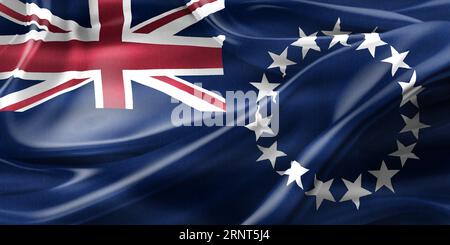 Cook Islands Flag - Realistic Waving Fabric Flag Stock Photo - Alamy