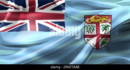 Fiji Flag - Realistic Waving Fabric Flag Stock Photo - Alamy