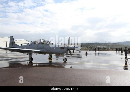 (171031) -- BEIRUT, Oct. 31, 2017 () -- Crew members view an A-29 Super ...
