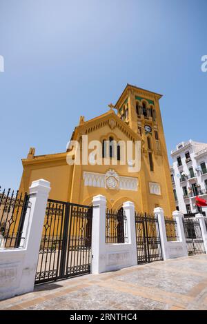 Spanish colonial architecture in Tangier port harbour, Morocco ...
