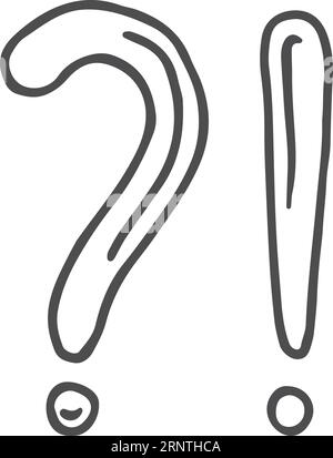 Doodle punctuation mark. Different hand drawn design question and ...