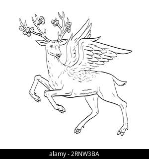 Line art drawing illustration of Ozark Howler in Arkansas folklore, a ...
